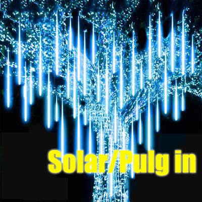 Solar/Plug in Meteor Shower Rain Light 3.5M Led 8 Tube LED Falling ...