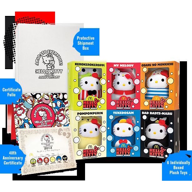 Hello Kitty Bubbly Mcdonalds Plush Toys Set with Certificate in ...