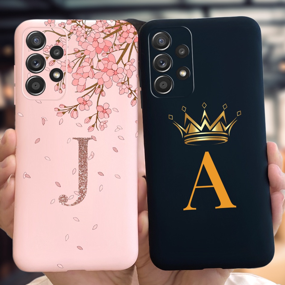 Samsung Galaxy A23 5G Case Fashion Crown Flower Letters Alphabet ...