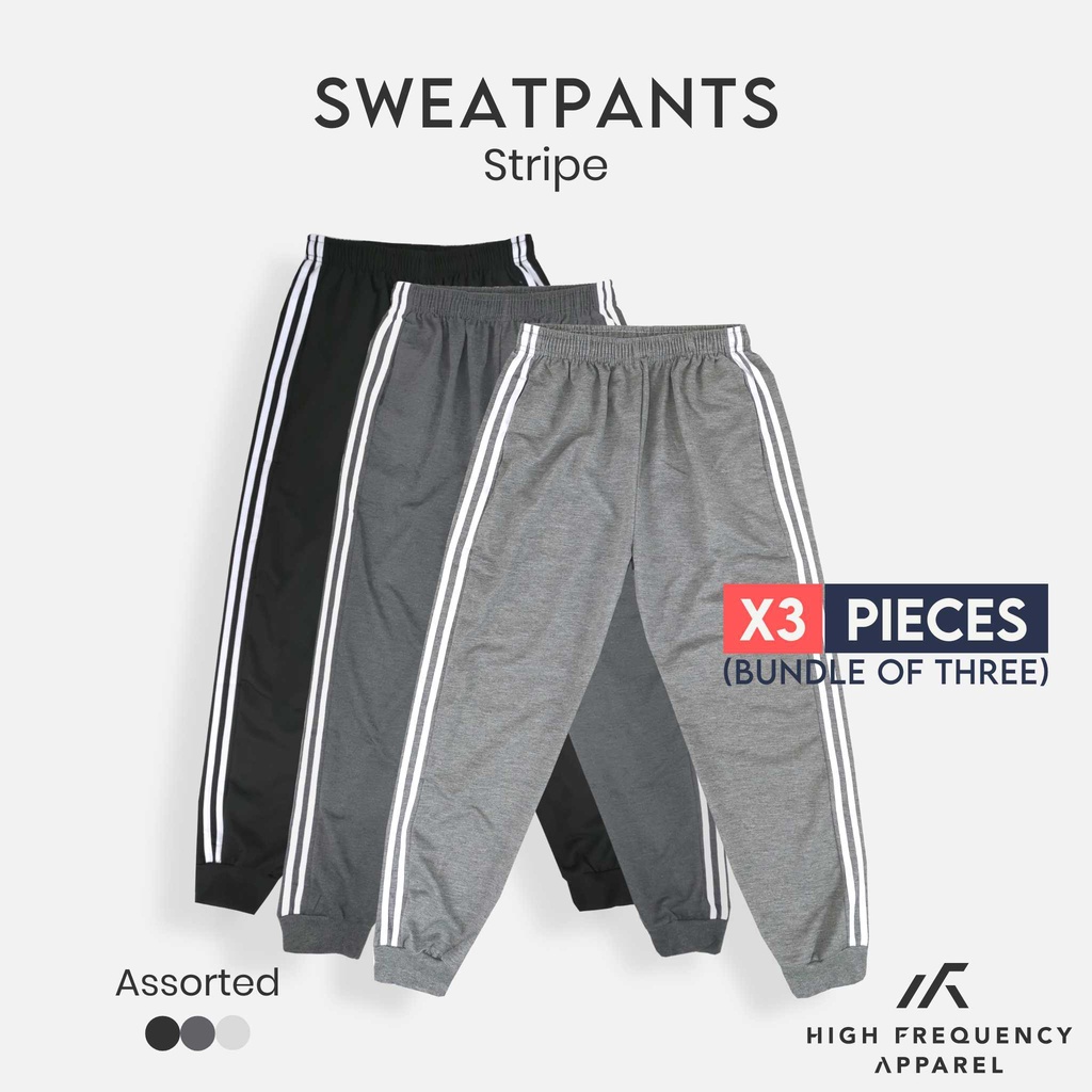 [BUNDLE OF 3] Unisex Vertical Stripe Ultra Lightweight Sweat Pants - BUDGET VERSION | Shopee ...