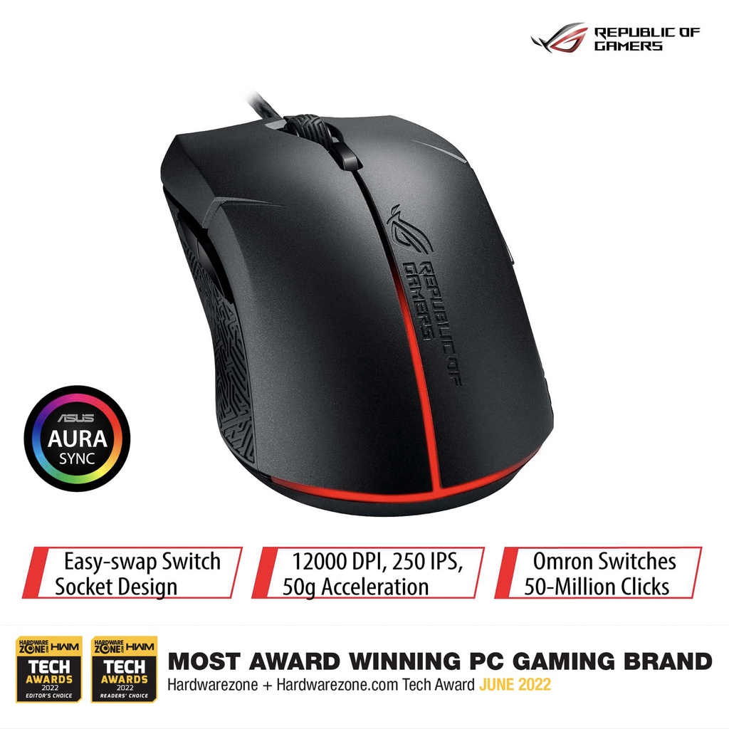 ASUS Strix Evolve Optical Wired Gaming Mouse with Changeable Top Covers ...
