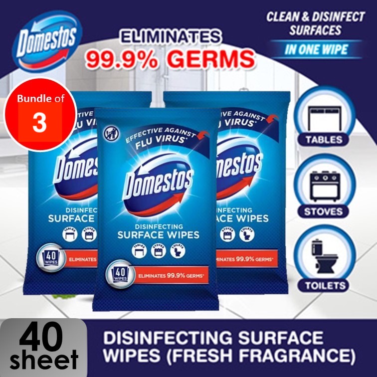 🔥SG Ready Stock🔥DOMESTOS ANTI-BACTERIAL WET WIPES 40sheets FRESH ...
