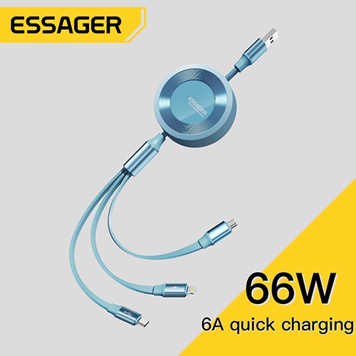 Essager 3 in 1 fast charging cable adjustable cable support type c ios ...