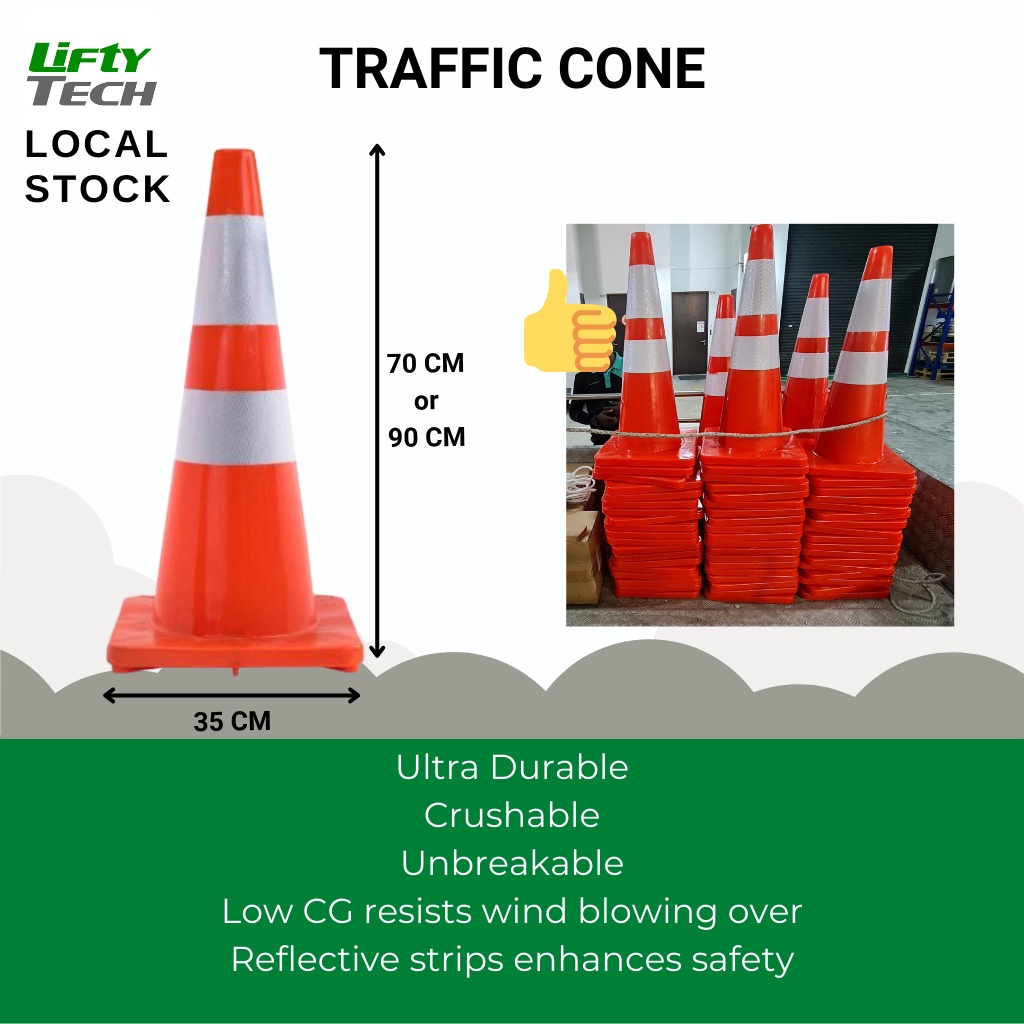Safety Cones, 70cm or 90 cm tall, Crushable, Unbreakable, Traffic cone ...