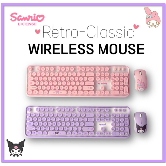 [SANRIO] Mymelody / Kuromi Retro Wireless Keyboard Mouse + Mouse pad ...