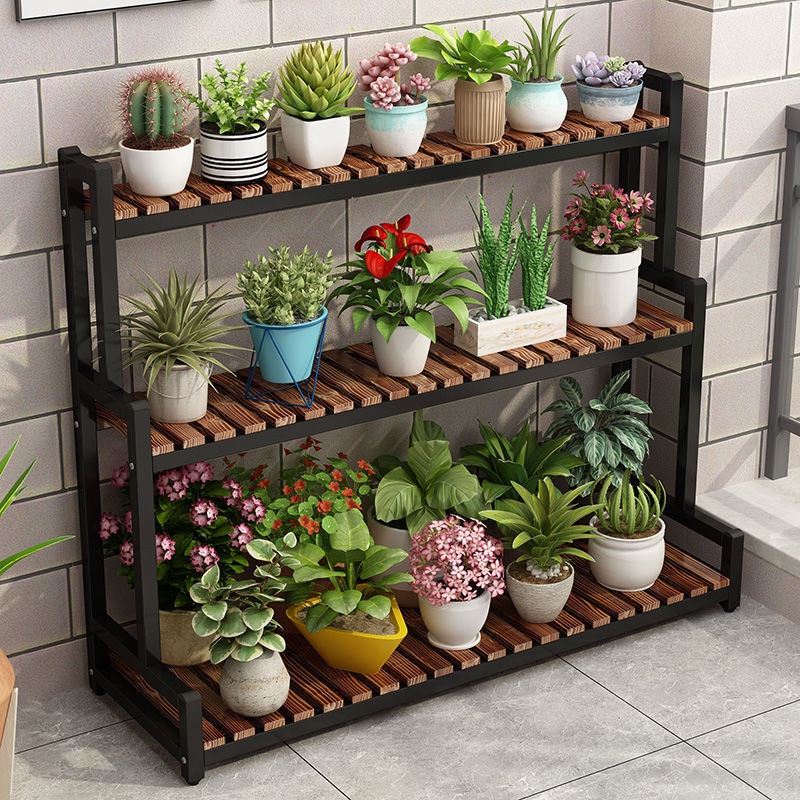 flower rack outdoor/Solid Wood Plant Rack/Outdoor potted plant rack ...
