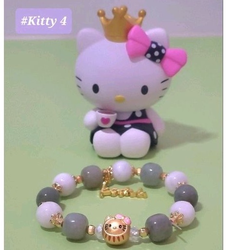 Hello Kitty KOMI Crystals Jade Bracelet Gold 10 (Hello kitty charm ...