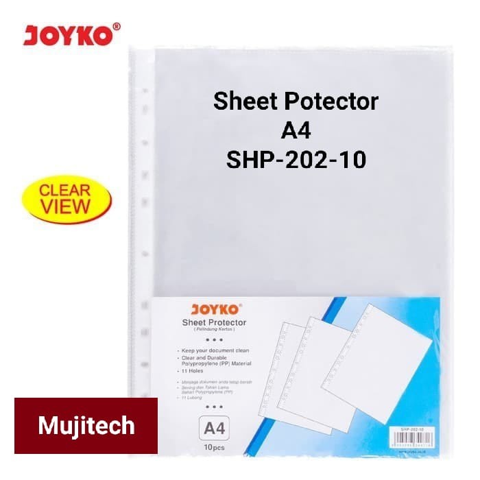 Joyko SHEET PROTECTOR PLASTIC MAP PAPER PROTECTOR A4 F4 (1 PACK ...