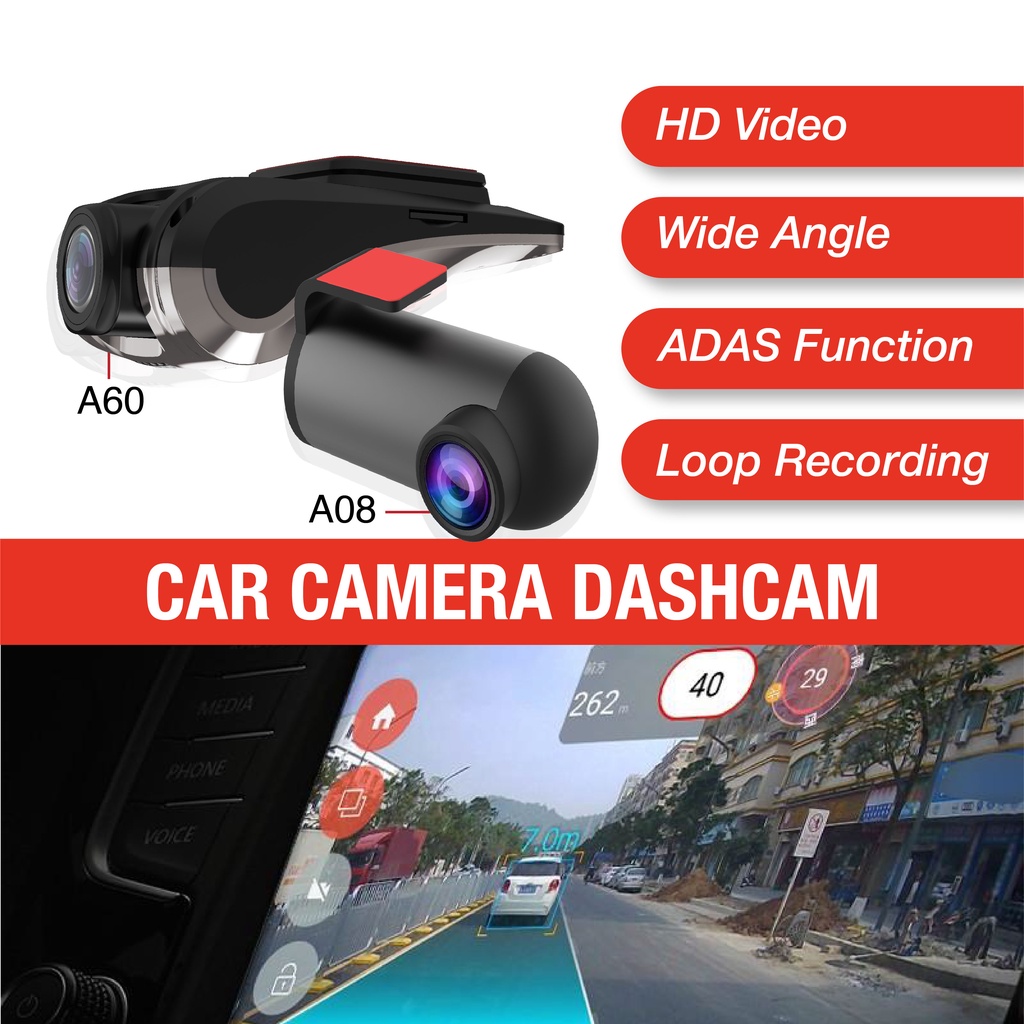 Car Dashcam Recorder HD 1080P USB Front Rear Camera ADAS Function ...