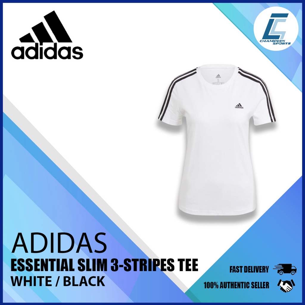 Adidas Women's Loungewear Essentials Slim 3-Stripes Tee (GL0783) (NN3 ...