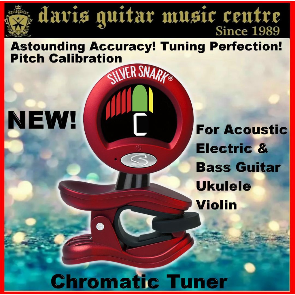 Snark Silver red Guitar tuner Chromatic(for electric, bass, acoustic ...