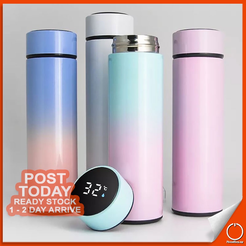 DOUBLE LAYER INSULATION Stainless Steel Smart LED Thermal Flask 500ml ...