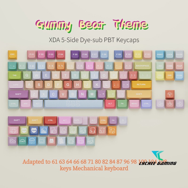 5side dye sublimation PBT material XDA height SA ball keycap gummy bear ...