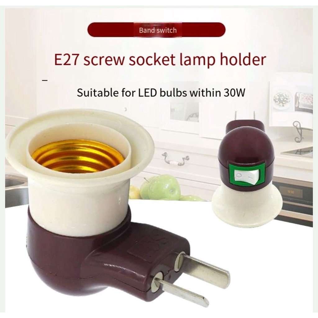 E27 Lamp holder, portable domestic base lamp port with plug switch ...