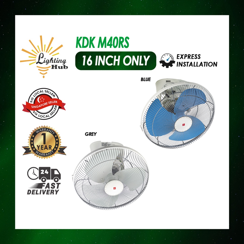 KDK Wall Fan M40RS / 5-Speed with ON/OFF regulator / Metal Blade / 1yr ...