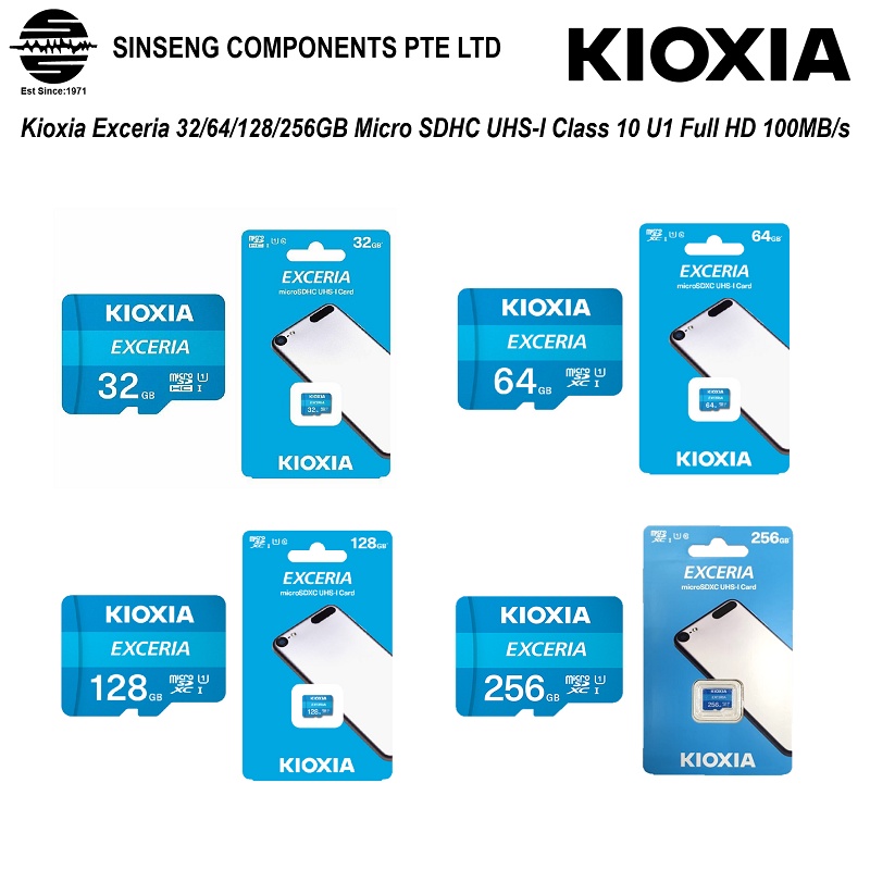 Kioxia Exceria 32GB/64GB/128GB/256GB Micro SDHC UHS-I Class 10 U1 Full HD 100MB/sHC Micro SD ...
