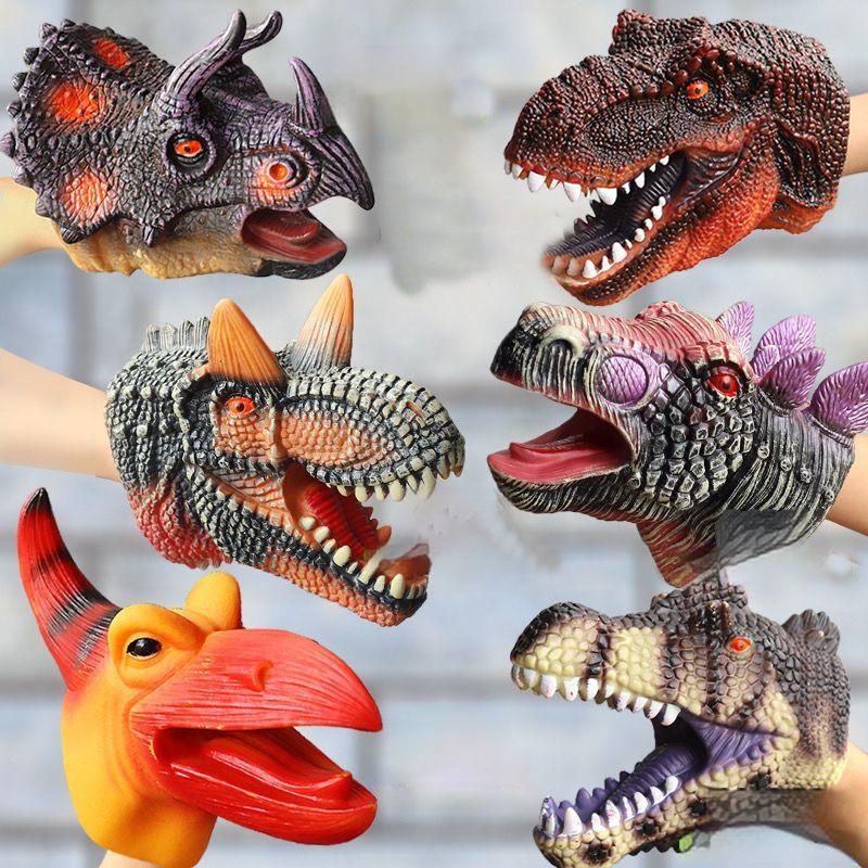 Dinosaur Hand Puppets Realistic Latex Soft Animal Toys Set ...