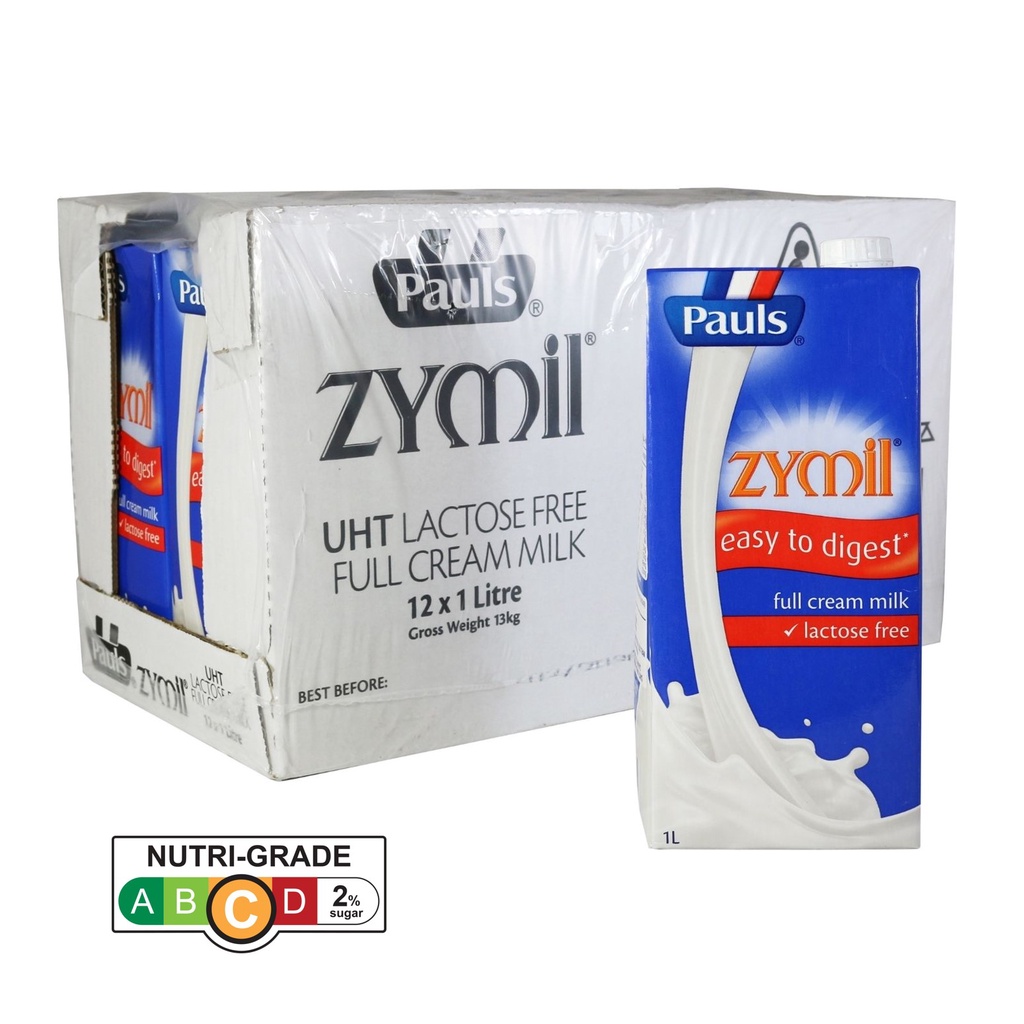[1 Carton] Pauls Zymil Lactose Free Full Cream Milk UHT (12x1L ...