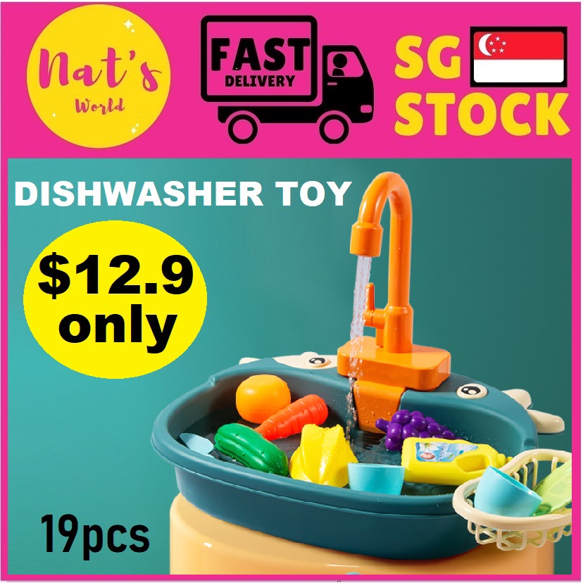 Kids Dishwasher Toy Set Washing Basin with Kitchenware Toys (dish ...