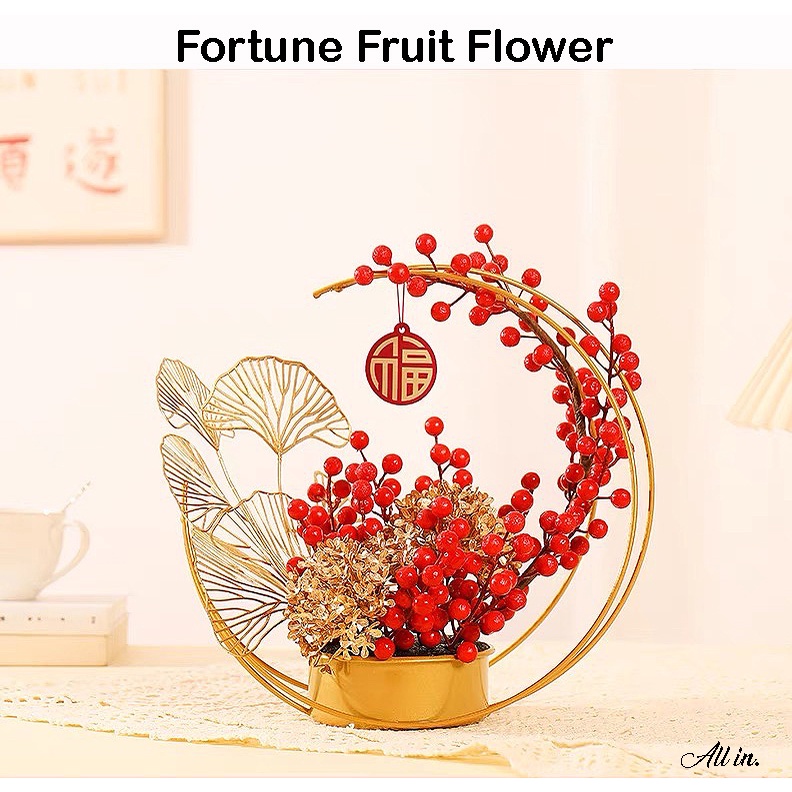 CNY Decoration 2025 Fortune Fruit Flower With Light Decor Chinese New ...