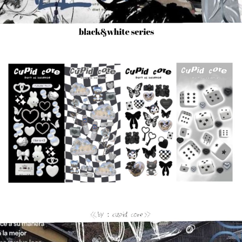 [cupid Core] sticker aesthetic png black and white toploader polco ...