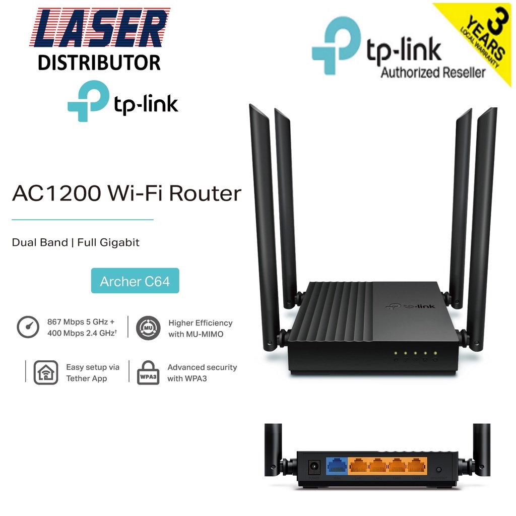 TP-Link Archer C64 AC1200 Wireless MU-MIMO WiFi Router | Shopee Singapore