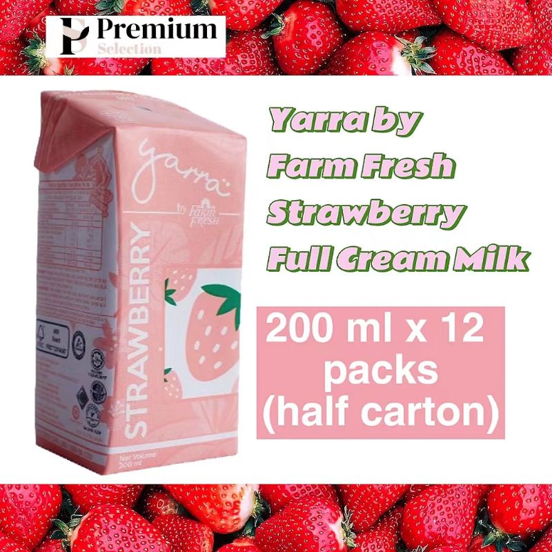 Yarra by Farm Fresh Strawberry Milk with straw 200ml x 12 packs (half ...