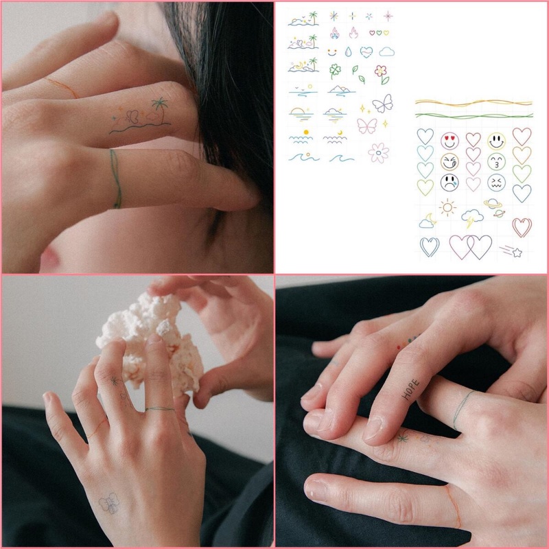 Finger tattoo sticker waterproof long lasting sticker mini small size ...