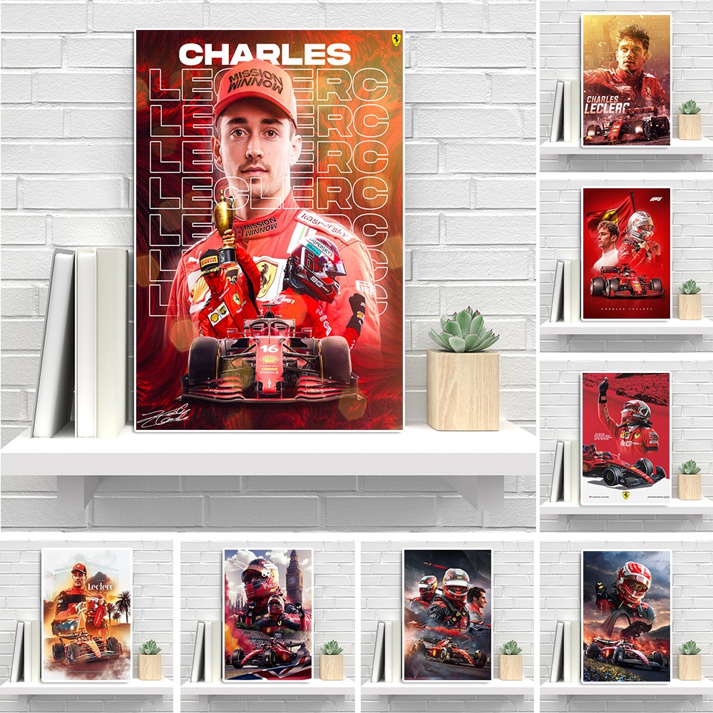 Formula Grand Prix Racer Charles Leclerc Portrait Canvas Painting ...