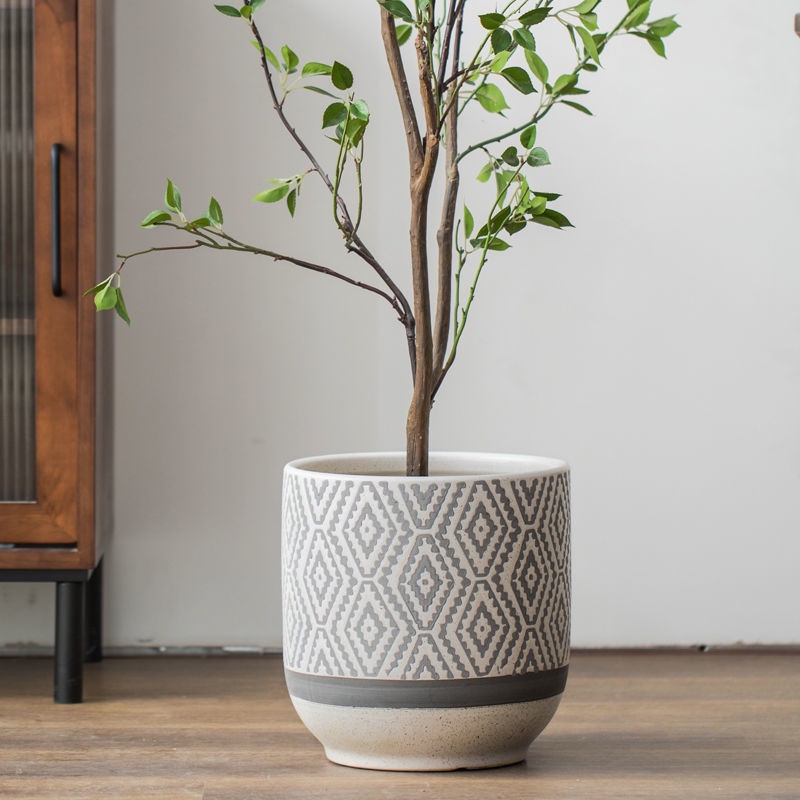 Extra Large Ceramic Large Flower Pot White Minimalist Creative Pachira ...