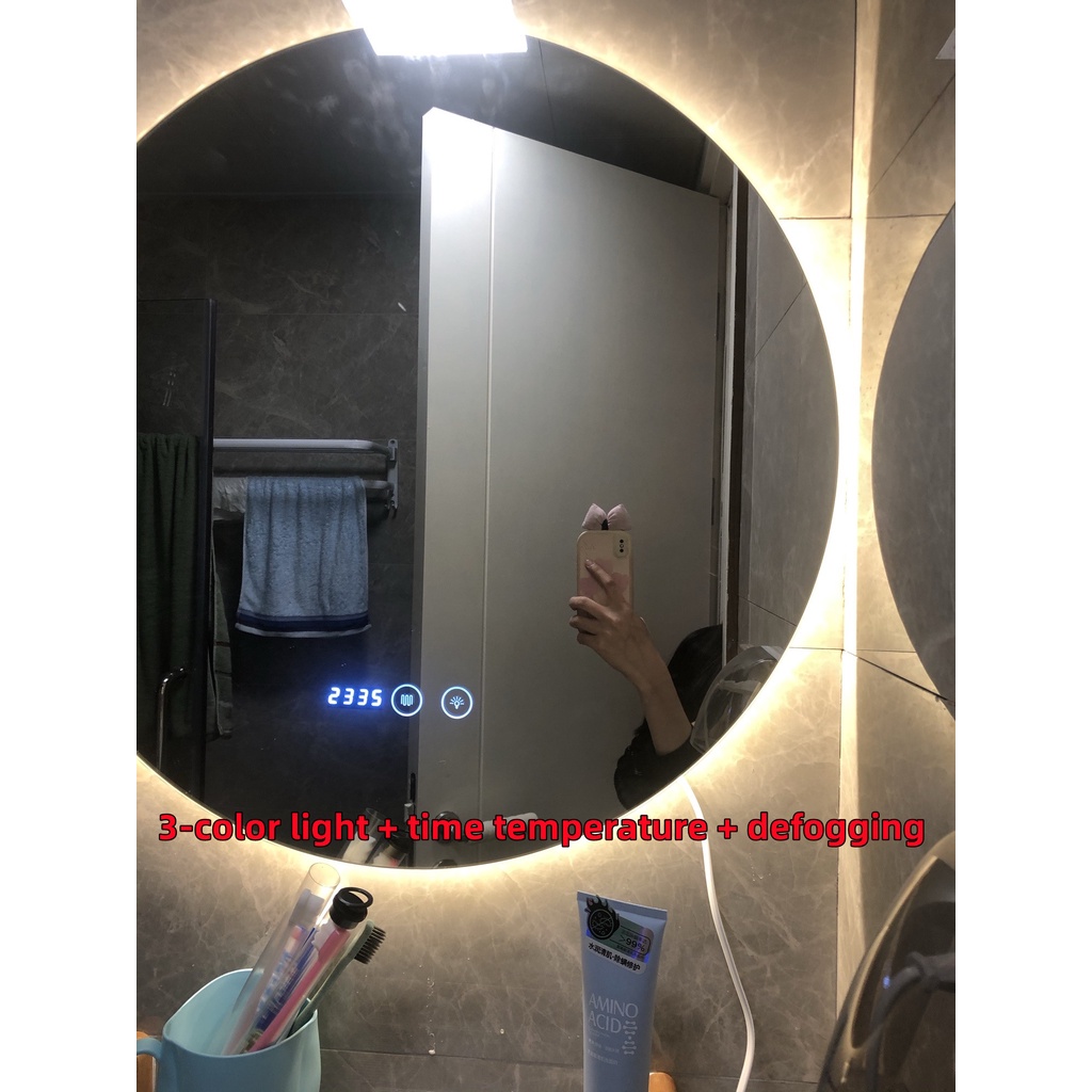 LED bathroom mirror smart mirror round mirror defogging waterproof ...