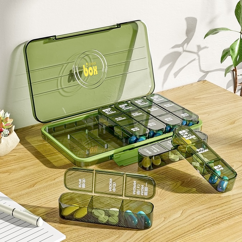 7 Days Portable Pill Case Large Capacity One Week Pill Box 21/28 Grids ...