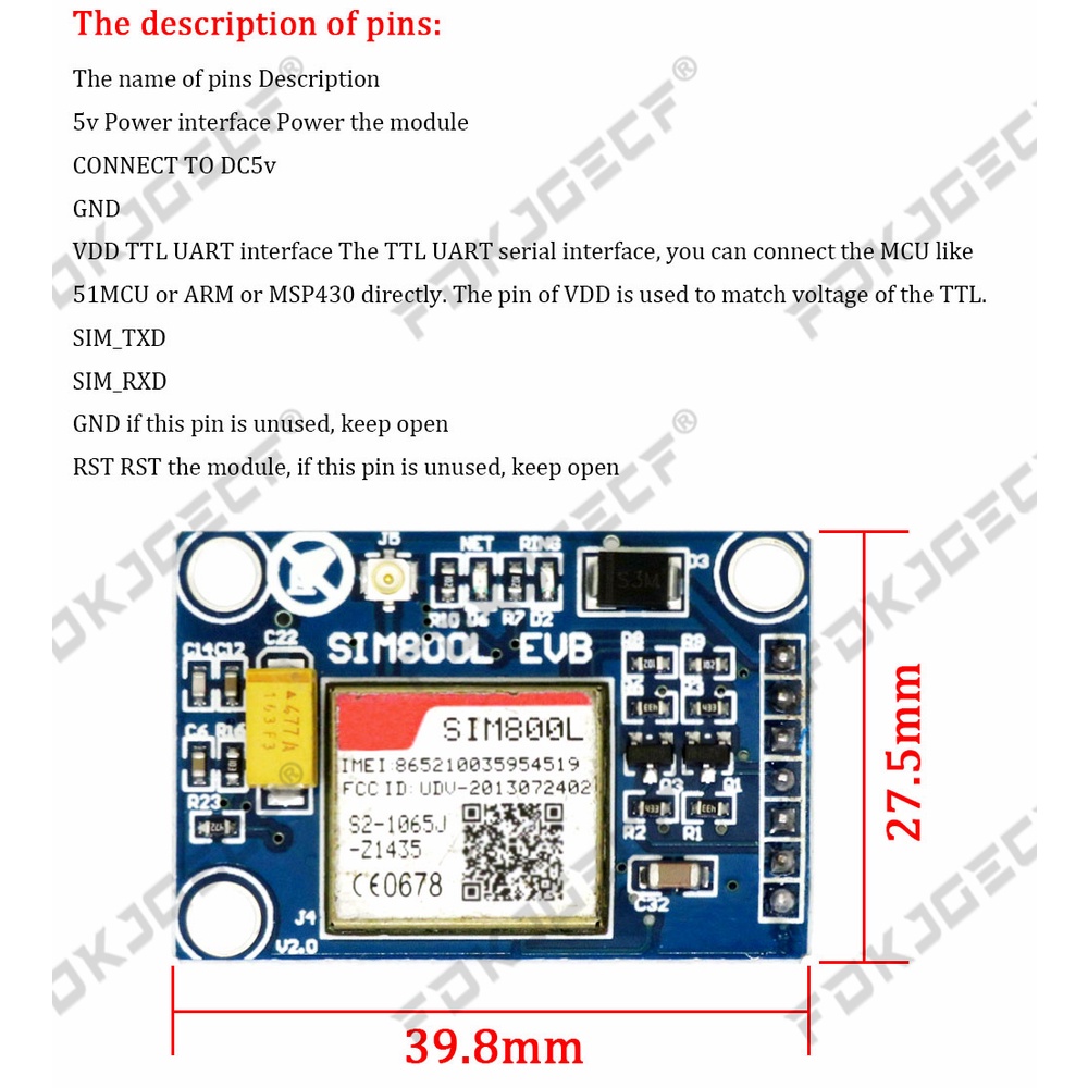 SIM800L GPRS GSM Module Micro SIM Card Core Quad-band TTL Serial Port ...