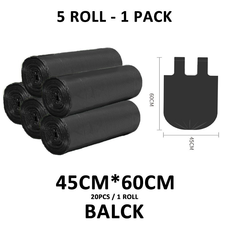 Garbage Bag Handle Disposable Trash Bags Waste Bin Rubbish Bags 100pcs ...