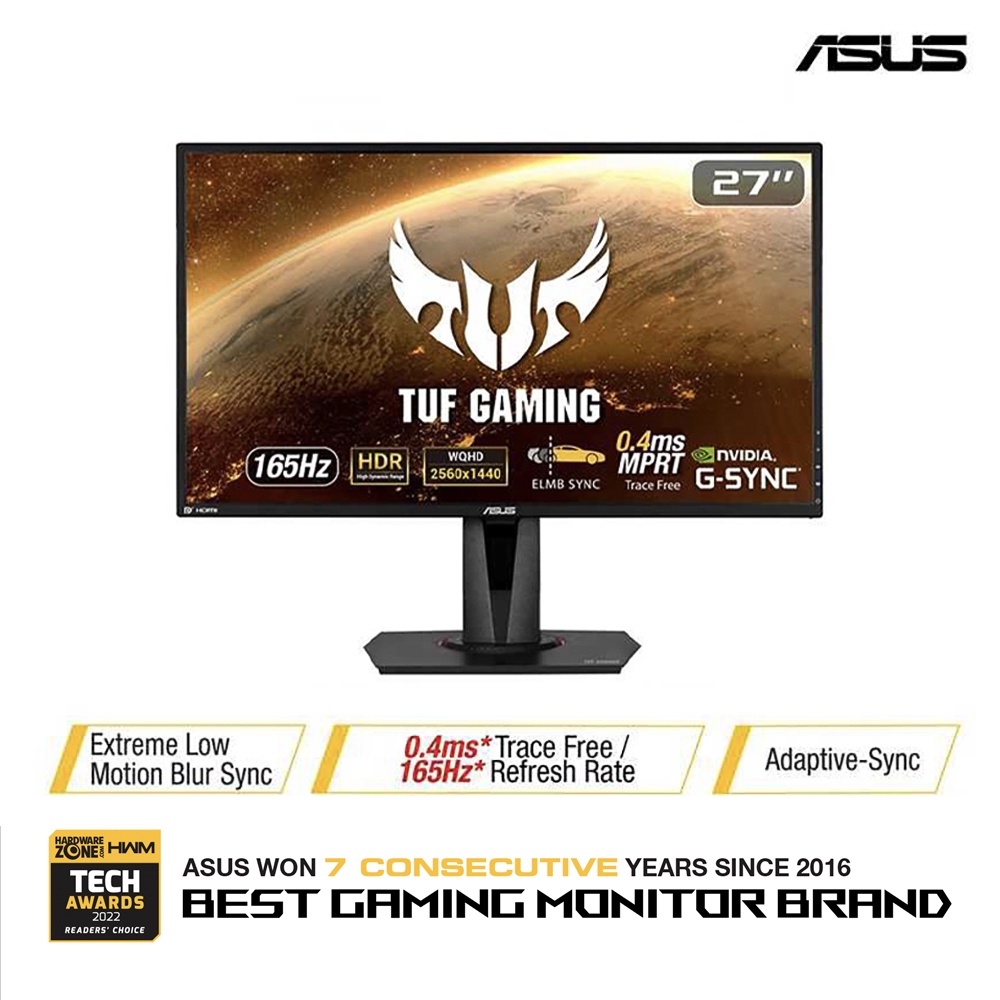 ASUS TUF Gaming VG27BQ HDR Gaming Monitor 27.0 inch WQHD (2560x1440), 0 ...