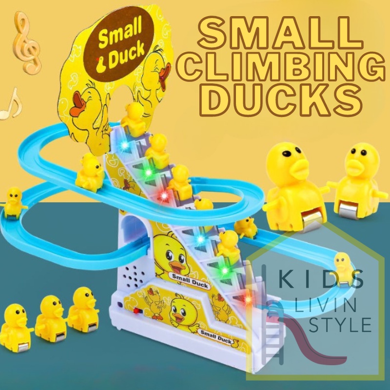 Electric Duck Climbing Stairs Track Toy with Light and Music Small ...