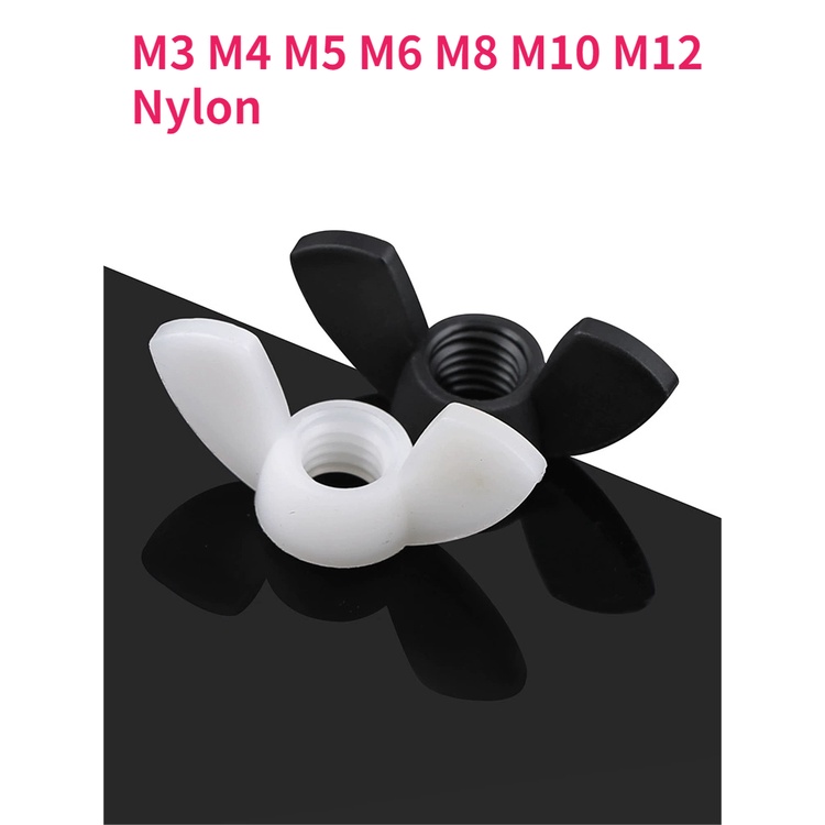 M3 M4 M5 M6 M8 M10 M12 Nylon Butterfly Nuts Plastic Wing Nut Hand ...