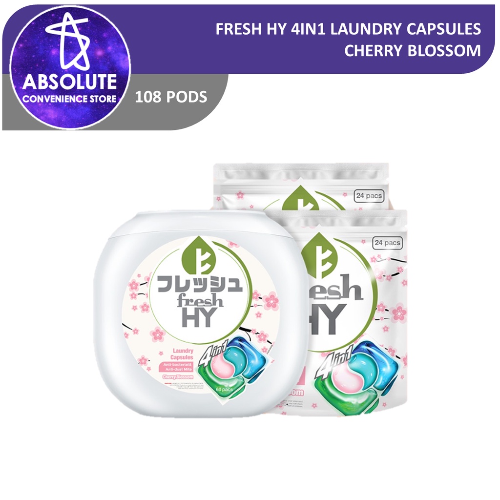 Fresh HY 4in1 Laundry Capsules 60 Pods x 1 Tub + Refill 24 Pods x 2 ...