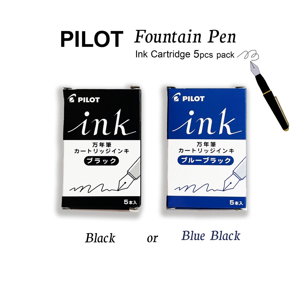 Pilot Fountain Pen Ink Refill Cartride 5pcs Box Black or Blue Black ...