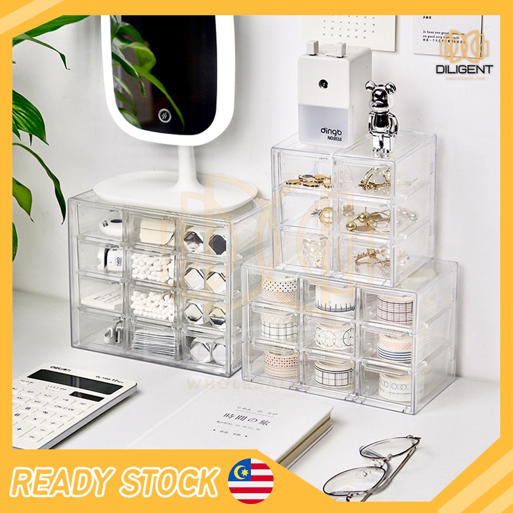 Transparent Desktop Organizer Box Stationery Cosmetic Bracelet Jewelry ...