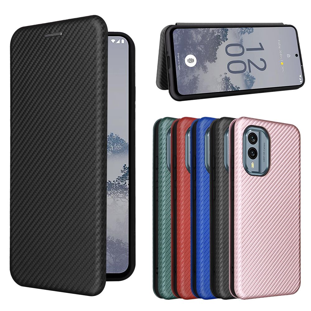 Luxury Carbon Fiber PU Leather Casing Nokia X30 5G Magnetic Flip Cover ...