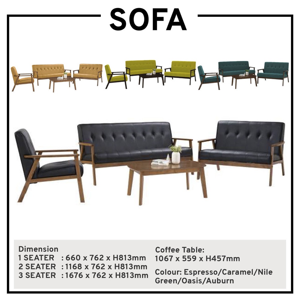 Full Set Sofa With Coffee Table 1+2+3 Seater Sofa Wooden Sofa Fabric ...