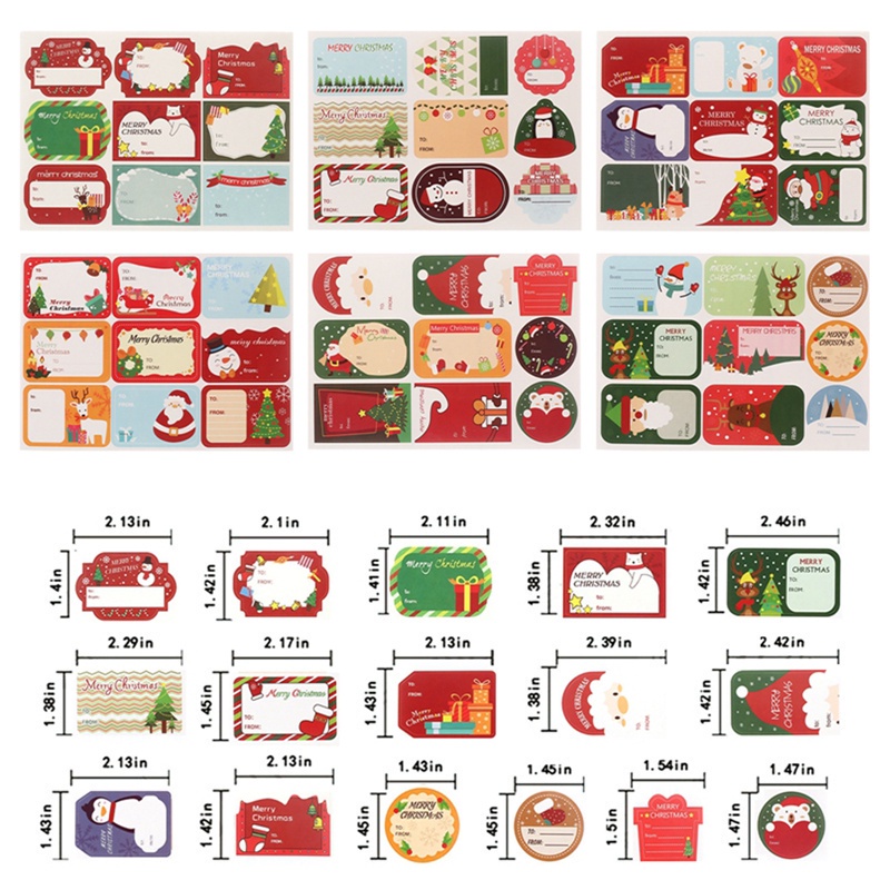 108Pcs/12 Sheets Merry Christmas DIY Gift Stickers Name Tags Present ...