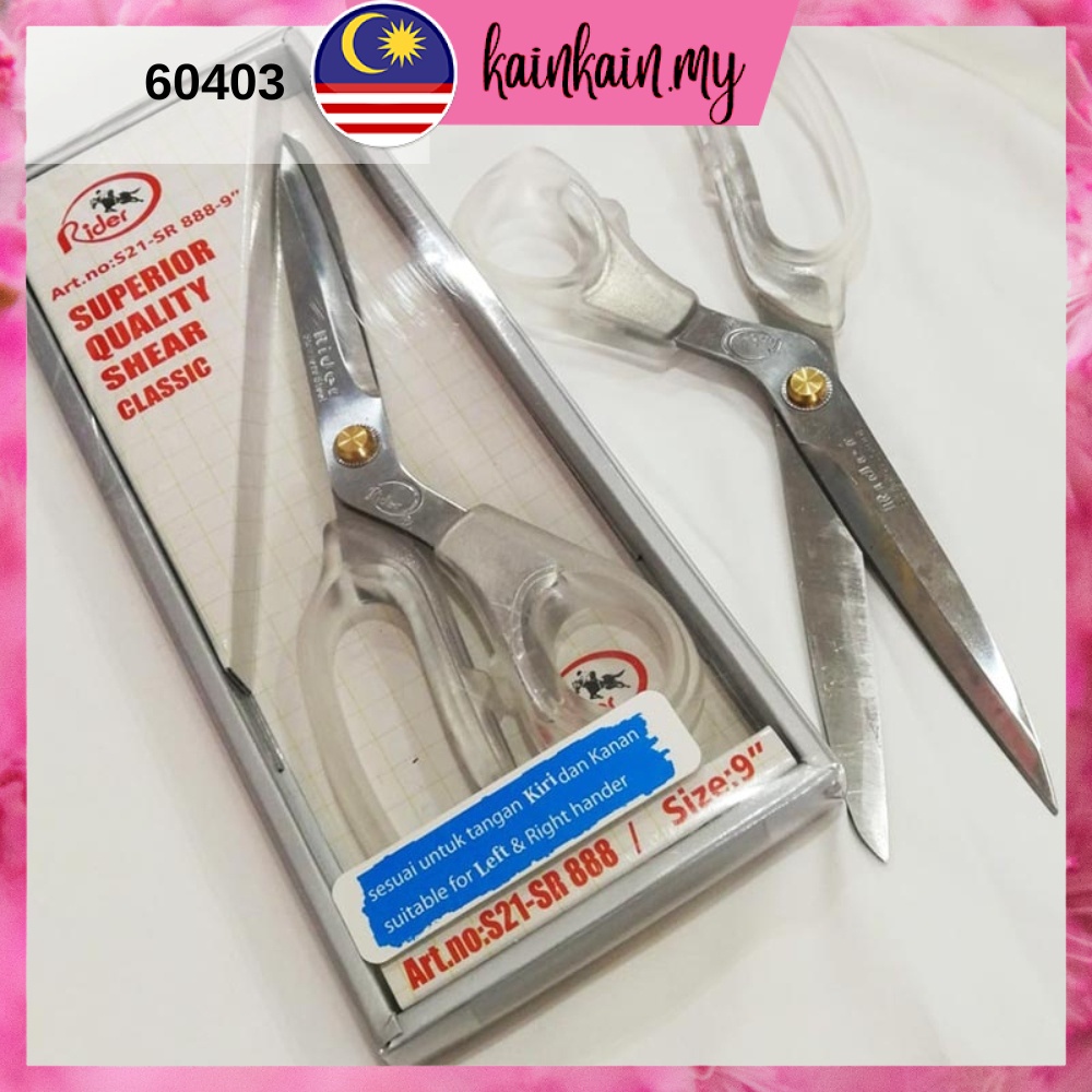 Rider Scissor Left Right Hand Fabric Gunting Kain 9" White Premium ...