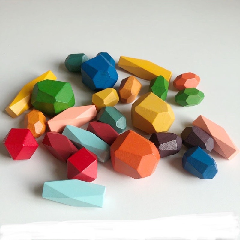 💎 MONTESSORI TOY 💎 STONE STACKER Wooden Colorful Building Block ...