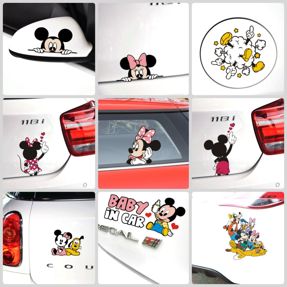 Car Stickers Mickey Mouse Minnie Cartoon Cute Lovely Cute For Fuel Tank ...