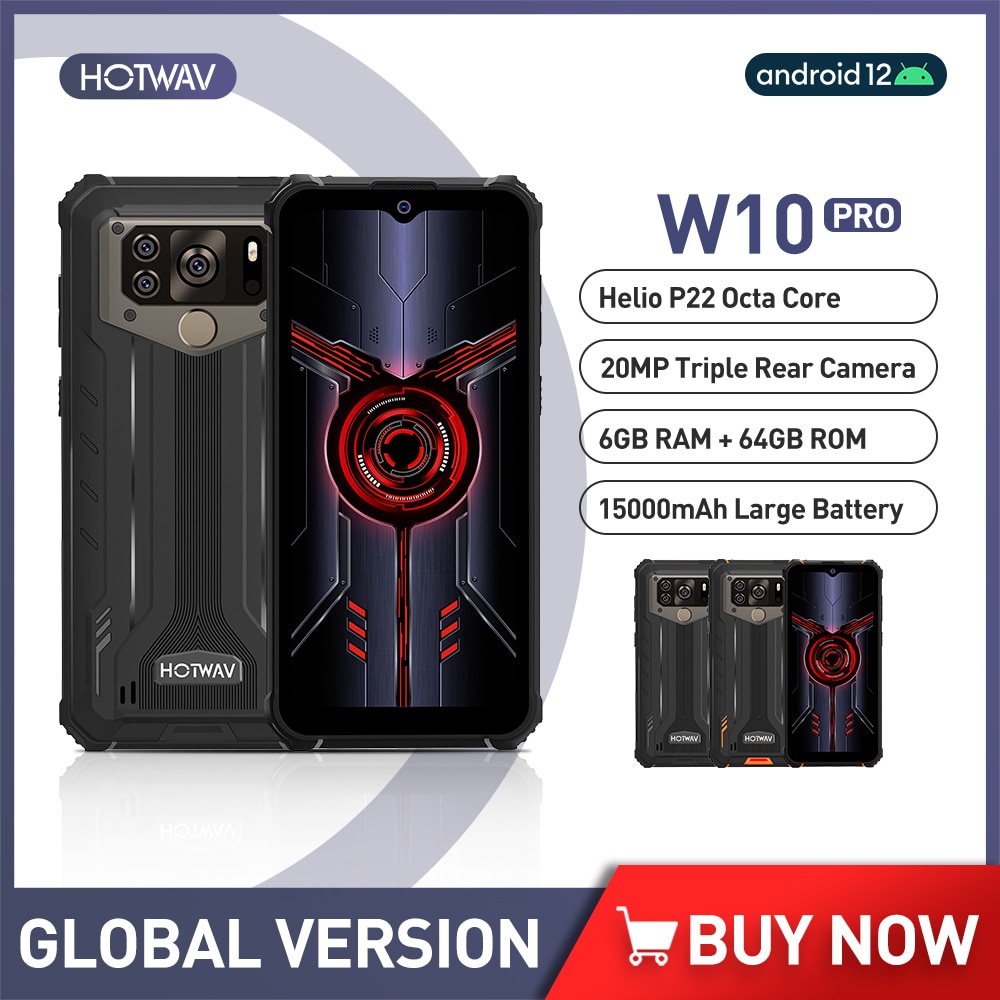 HOTWAV W10 Pro IP68 Waterproof Rugged Phone Helio P22 Android 12 ...