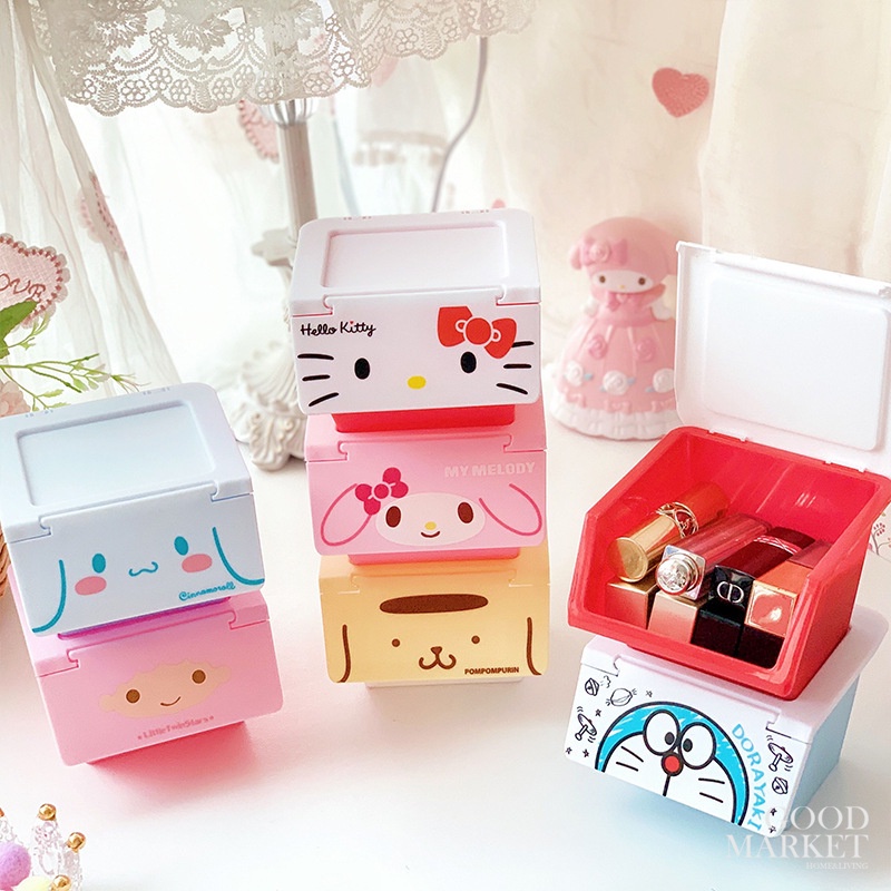 Sanrio Cartoon Storage Box with Cover Can Be Superimposed Cute Desktop ...