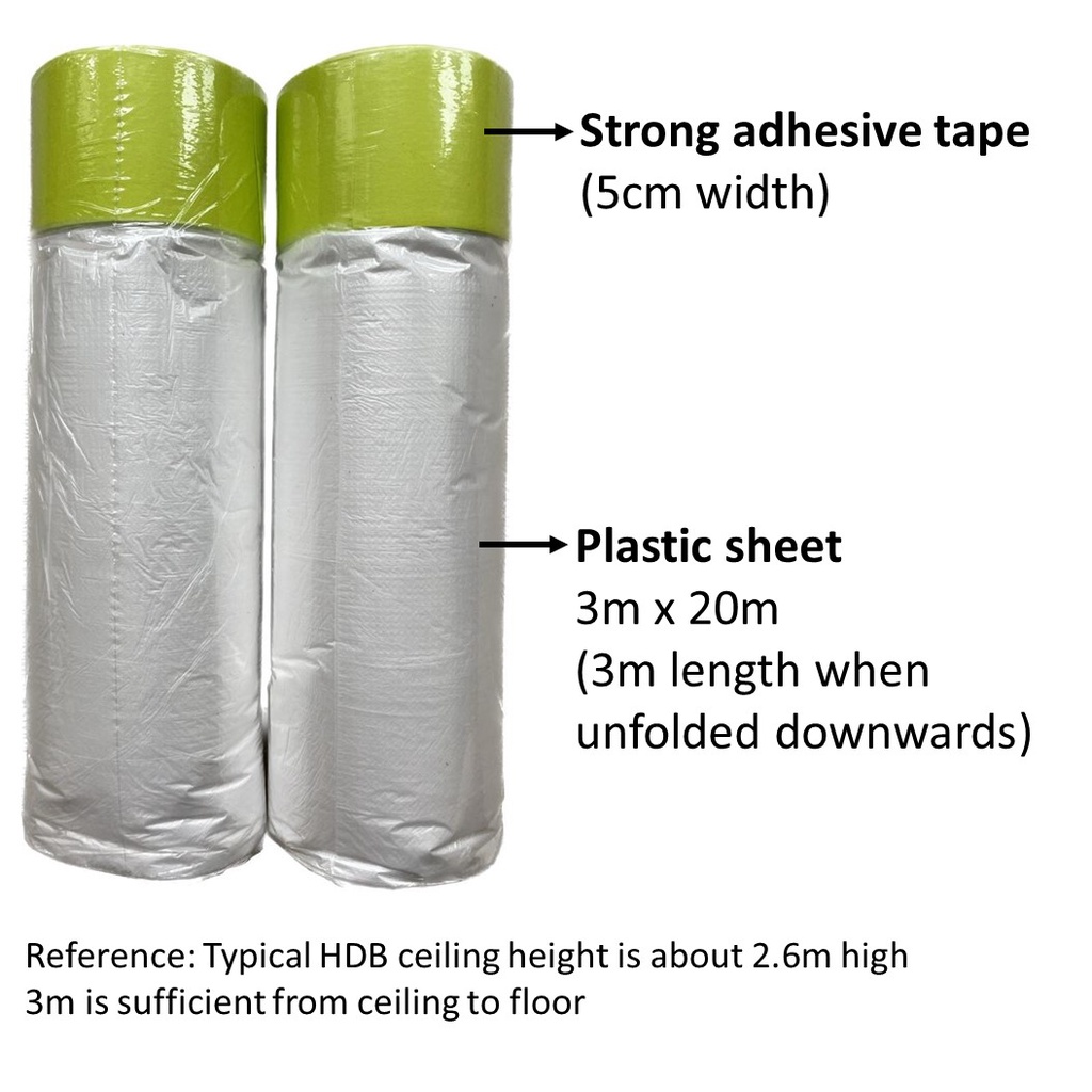 Disposable Dust Cover Protection Prevention Drop Sheet Pre Tape Taped ...