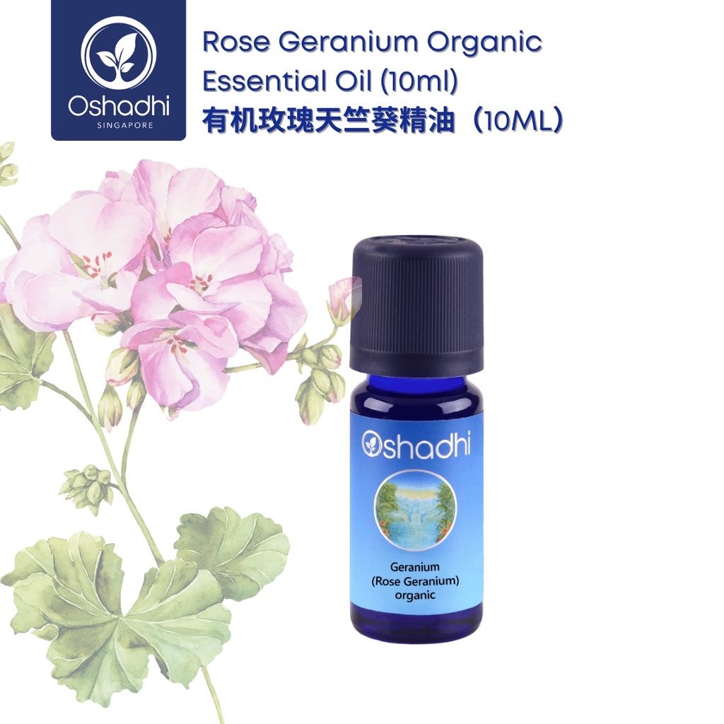 Oshadhi Geranium (Rose Geranium) Organic Essential Oil (10ml) 德国OSHADHI有机玫瑰天竺葵精油（10ML） | Shopee ...